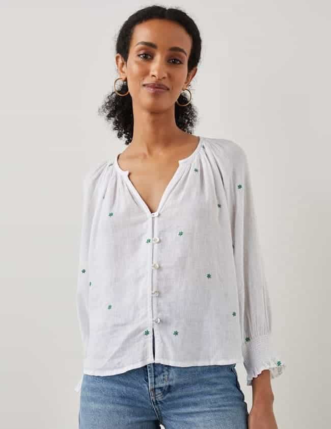 Rails Mariah Top Green Daisy Embroidery - Cocaranti