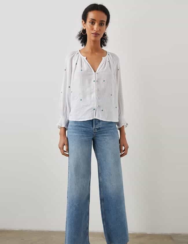 Rails Mariah Top Green Daisy Embroidery - Cocaranti