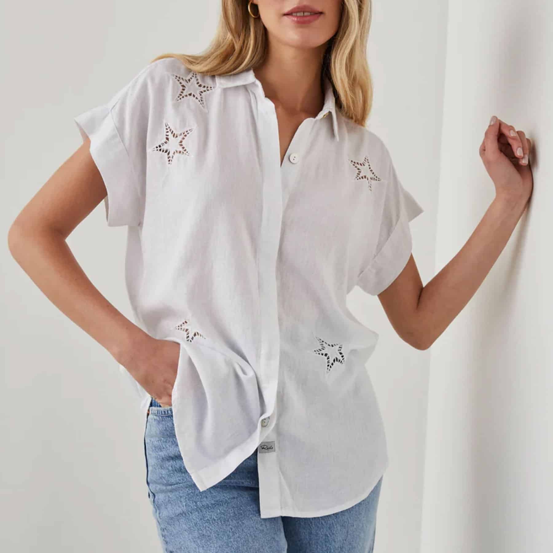 Rails Jamie Shirt White Eyelet Stars - Cocaranti