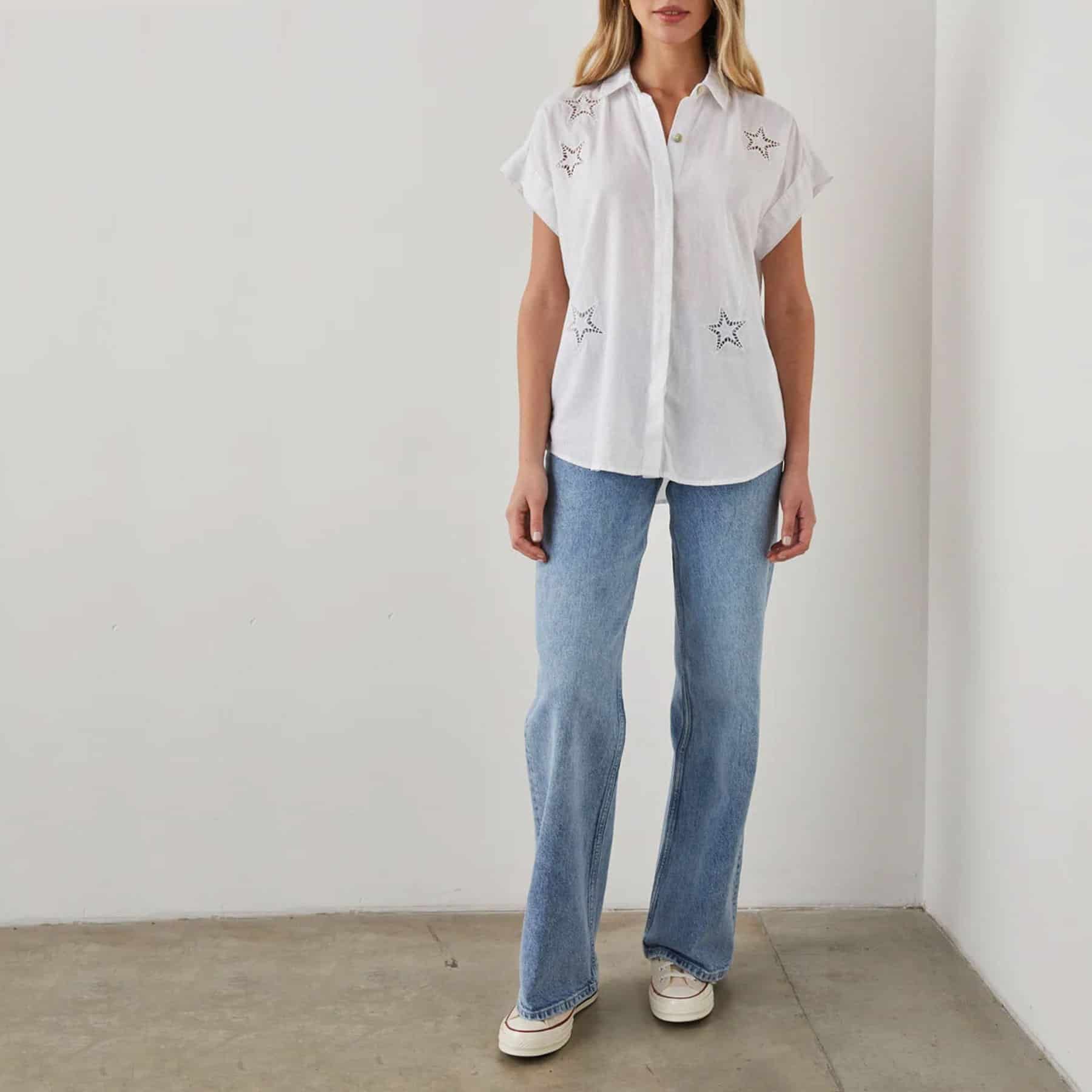 Rails Jamie Shirt White Eyelet Stars - Cocaranti